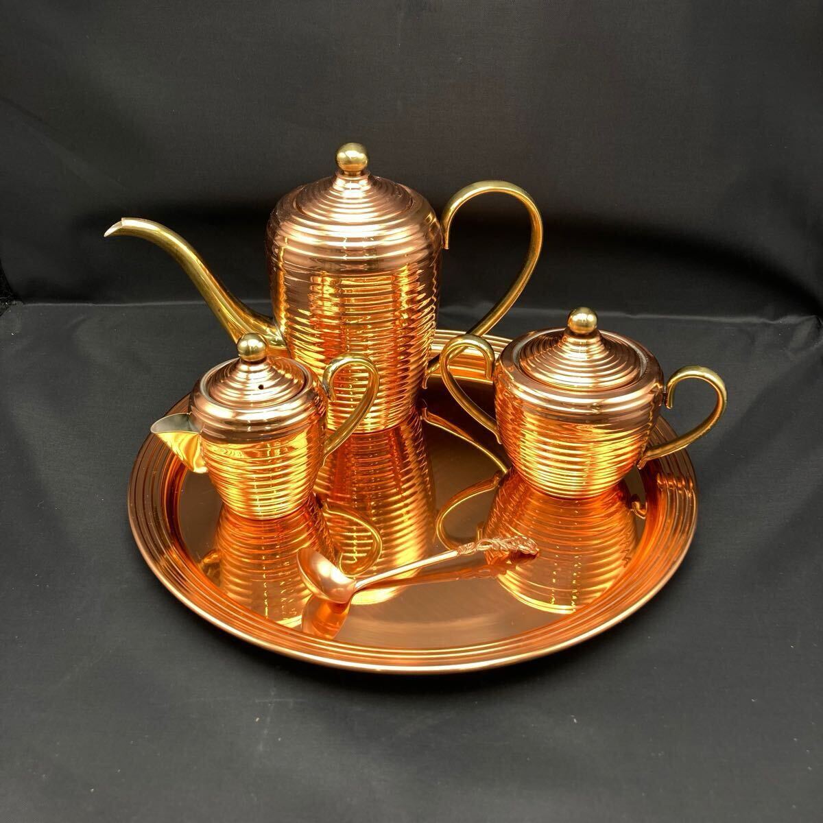 Yahoo!オークション - m1124601-78 MORICO 銅製 CAFFERIA コーヒーセッ...