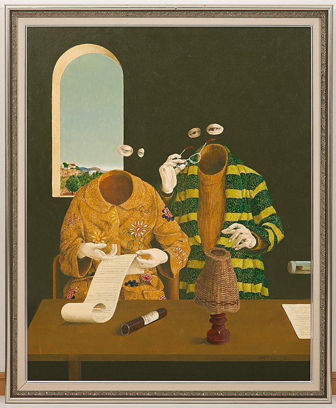 Yahoo!オークション - 【1on1】真作 清水鉄彌 『便り』 油彩 キャンバ...