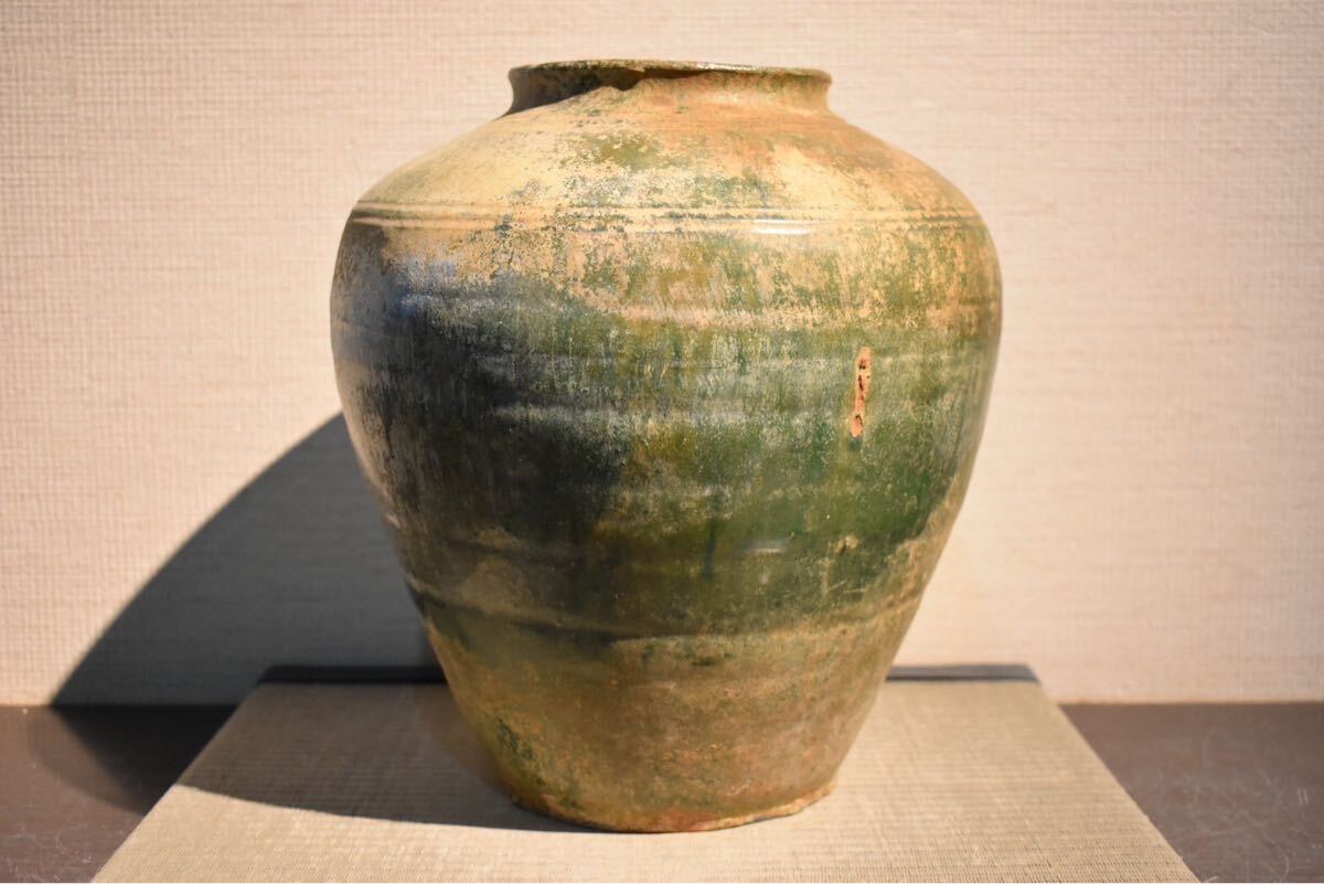 Yahoo!オークション - 【GE】Y53【コレクター所蔵品】時代 漢緑釉壺/中...