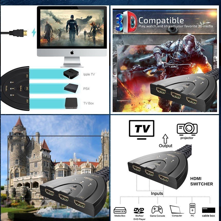 Yahoo!オークション - 【vaps_5】HDMI切替器 3入力1出力 HDMI分配器 セ...