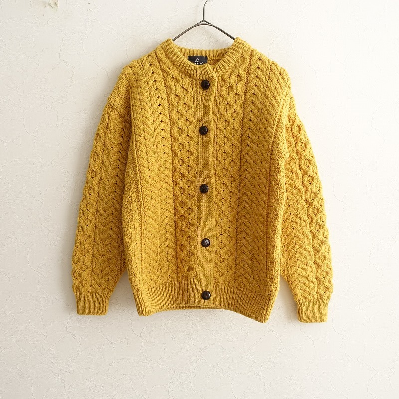 Yahoo!オークション - アラン ARAN ウールニットカーディガン 前開きク...