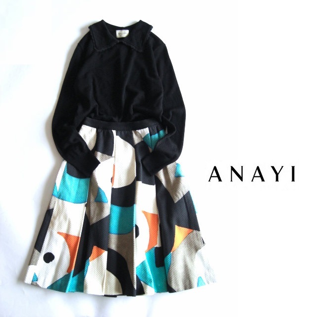 Yahoo!オークション - 未使用タグ付きアナイANAYI幾何学柄スカート34 ...