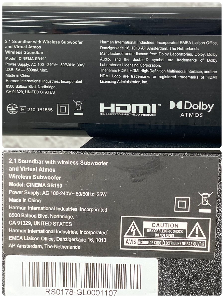 Yahoo!オークション - 【 C 】758 JBL CINEMA SB190 サウンドバー サブ...