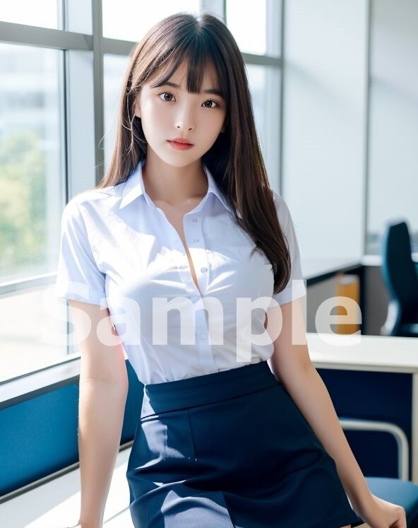 Yahoo!オークション - 高画質 美女 AI ポスター OL A4 美少女 美乳 巨...