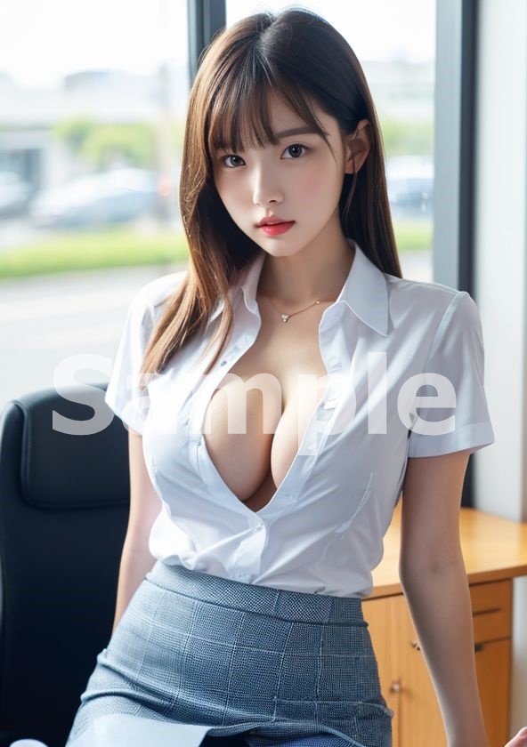 Yahoo!オークション - 高画質 美女 AI ポスター OL A4 美少女 美乳 巨...