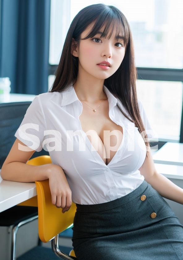 Yahoo!オークション - 高画質 美女 AI ポスター OL A4 美少女 美乳 巨...