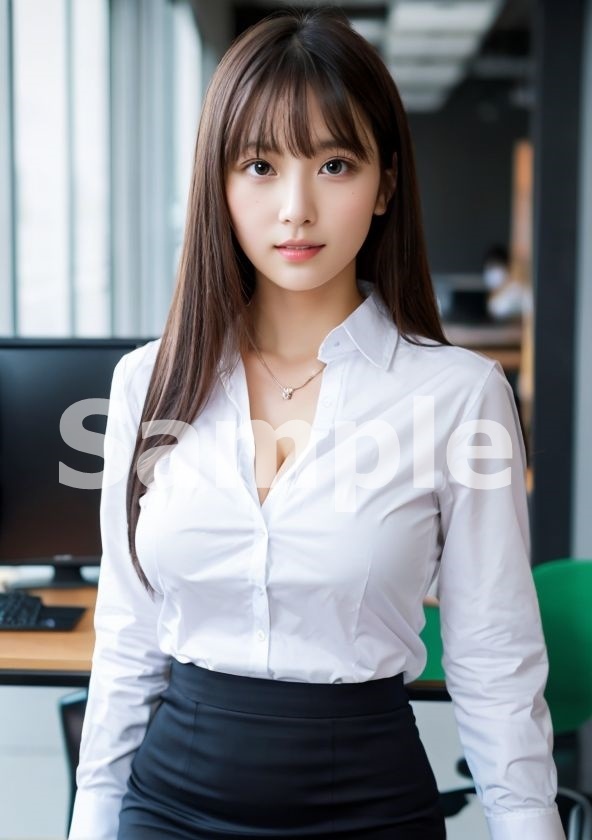 Yahoo!オークション - 高画質 美女 AI ポスター OL A4 美少女 美乳 巨...