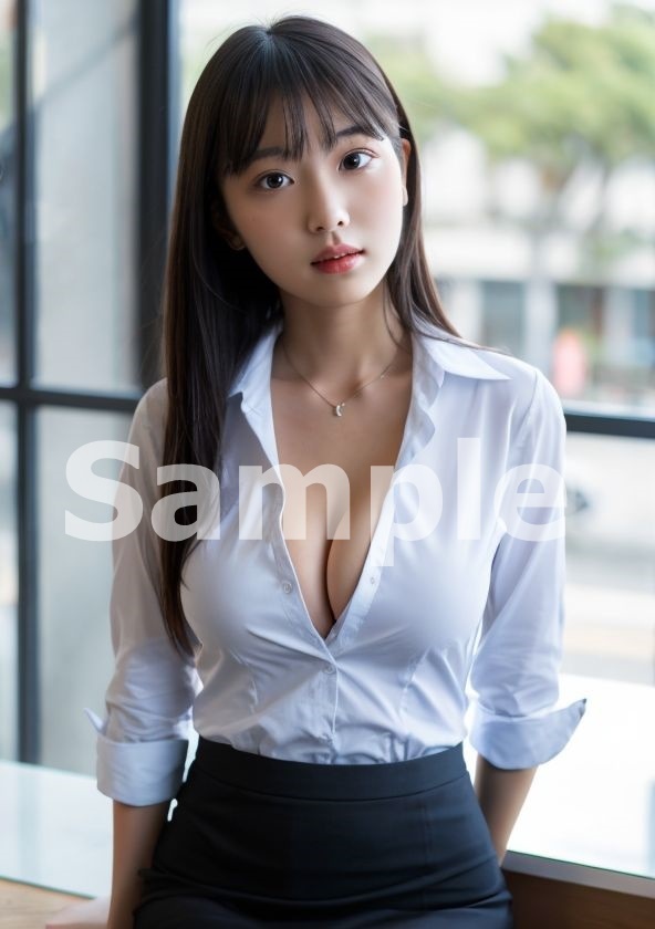 Yahoo!オークション - 高画質 美女 AI ポスター OL A4 美少女 美乳 巨...