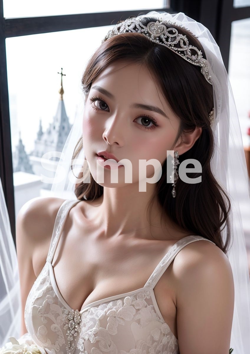 Yahoo!オークション - 高画質 美女 AI ポスター ウエディングドレス A4...