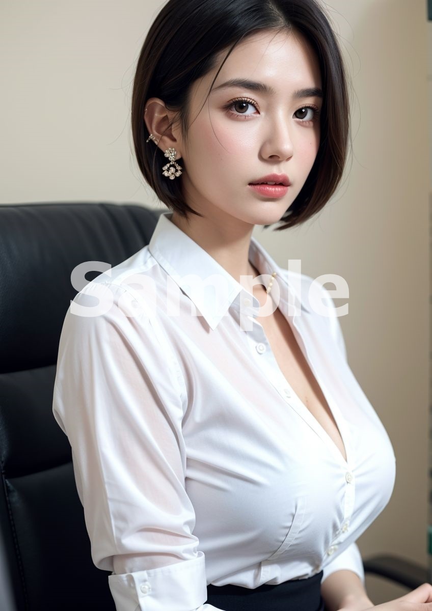 Yahoo!オークション - 高画質 美女 AI ポスター OL A4 美少女 美乳 巨...