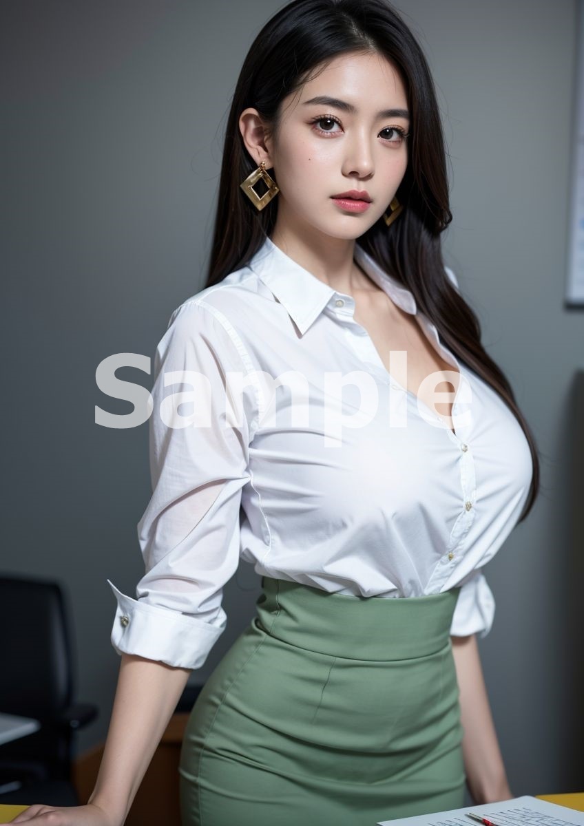 Yahoo!オークション - 高画質 美女 AI ポスター OL A4 美少女 美乳 巨...