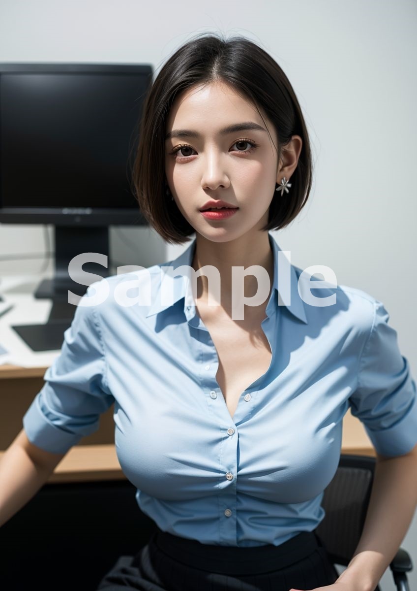 Yahoo!オークション - 高画質 美女 AI ポスター OL A4 美少女 美乳 巨...