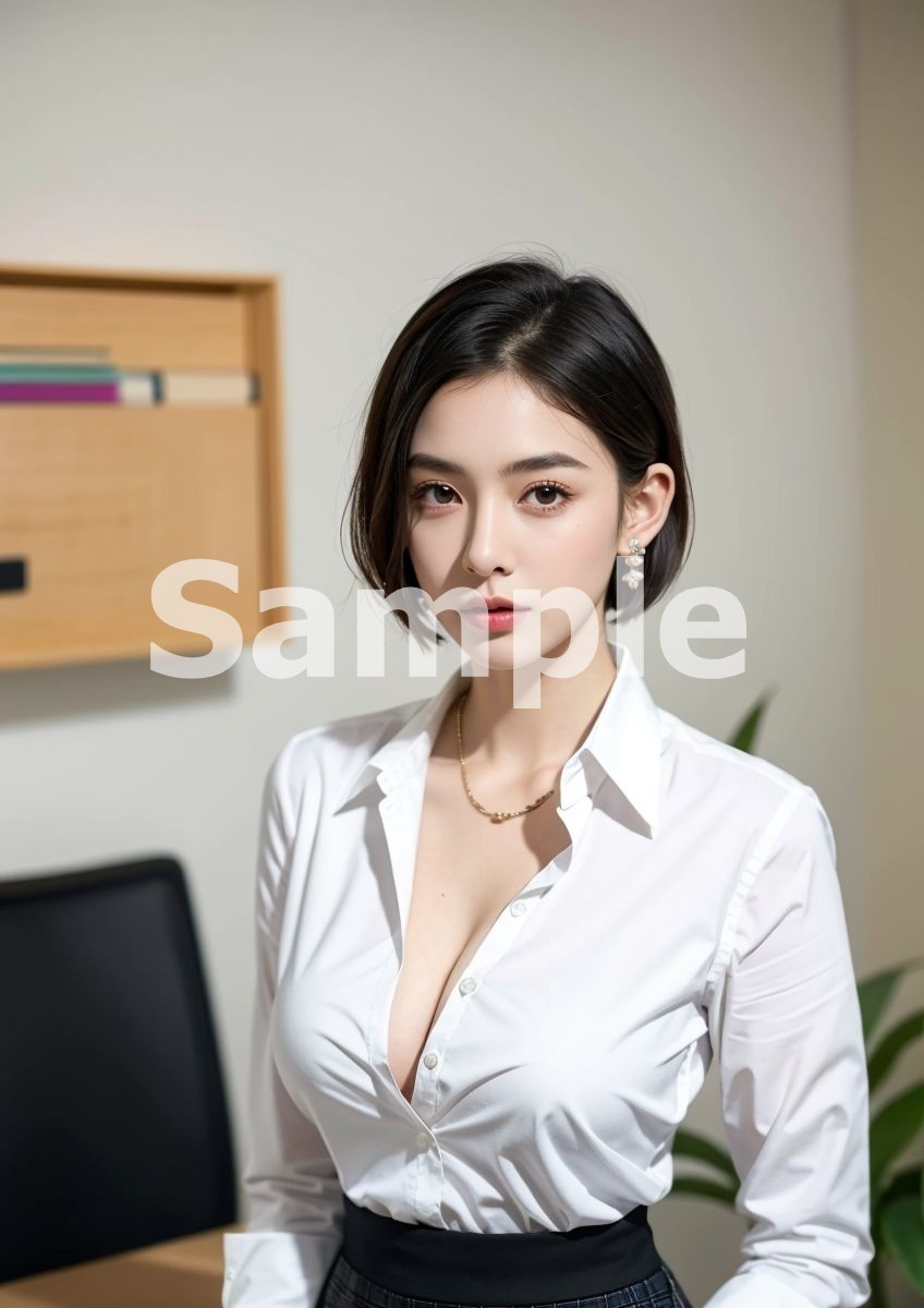 Yahoo!オークション - 高画質 美女 AI ポスター OL A4 美少女 美乳 巨...