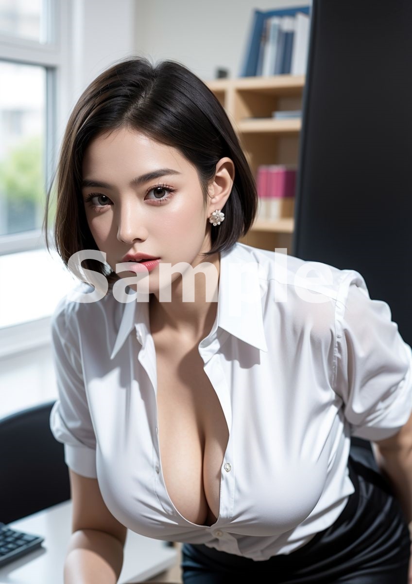 Yahoo!オークション - 高画質 美女 AI ポスター OL A4 美少女 美乳 巨...