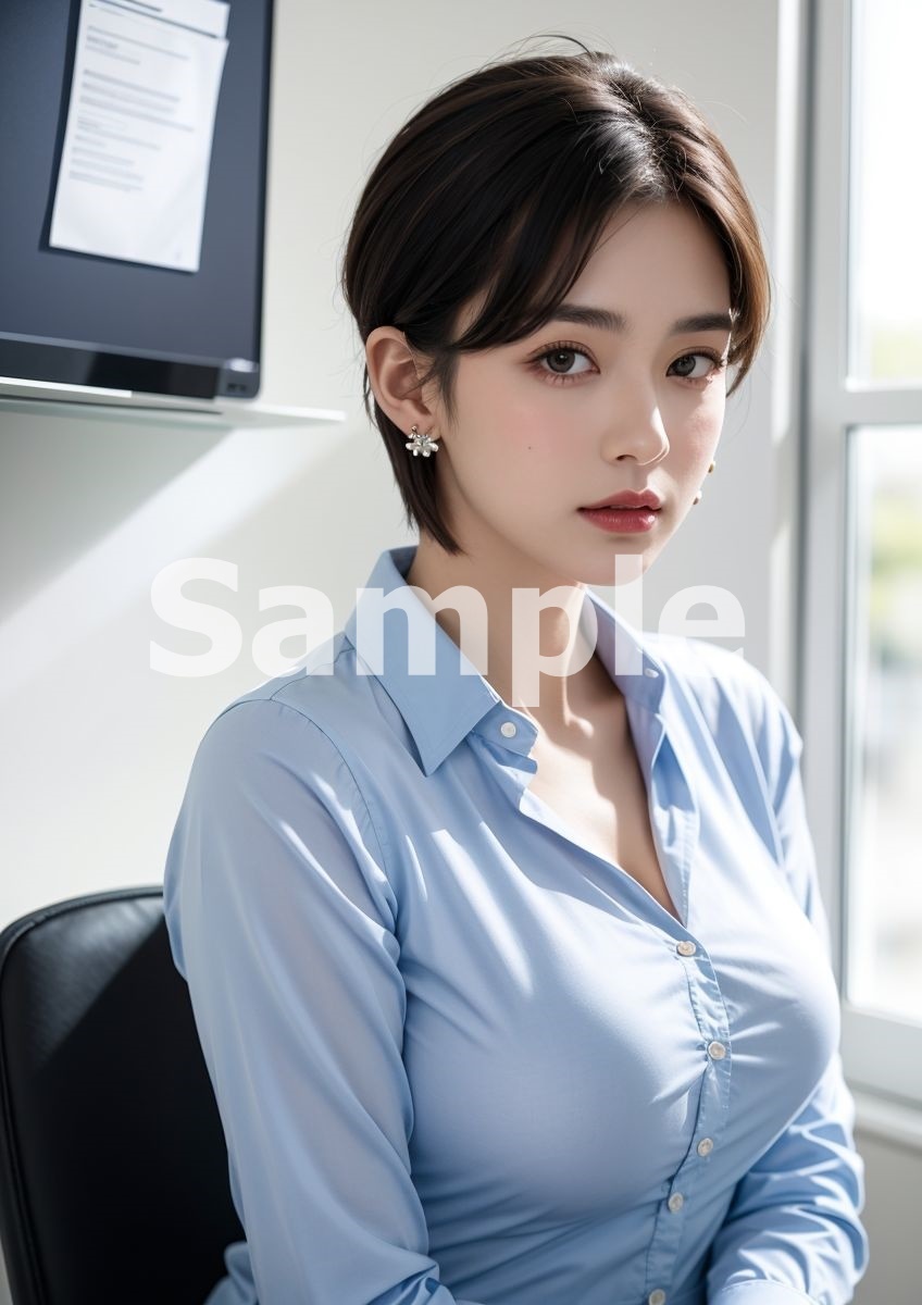 Yahoo!オークション - 高画質 美女 AI ポスター OL A4 美少女 美乳 巨...