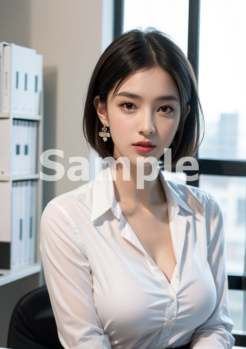 Yahoo!オークション - 高画質 美女 AI ポスター OL A4 美少女 美乳 巨...