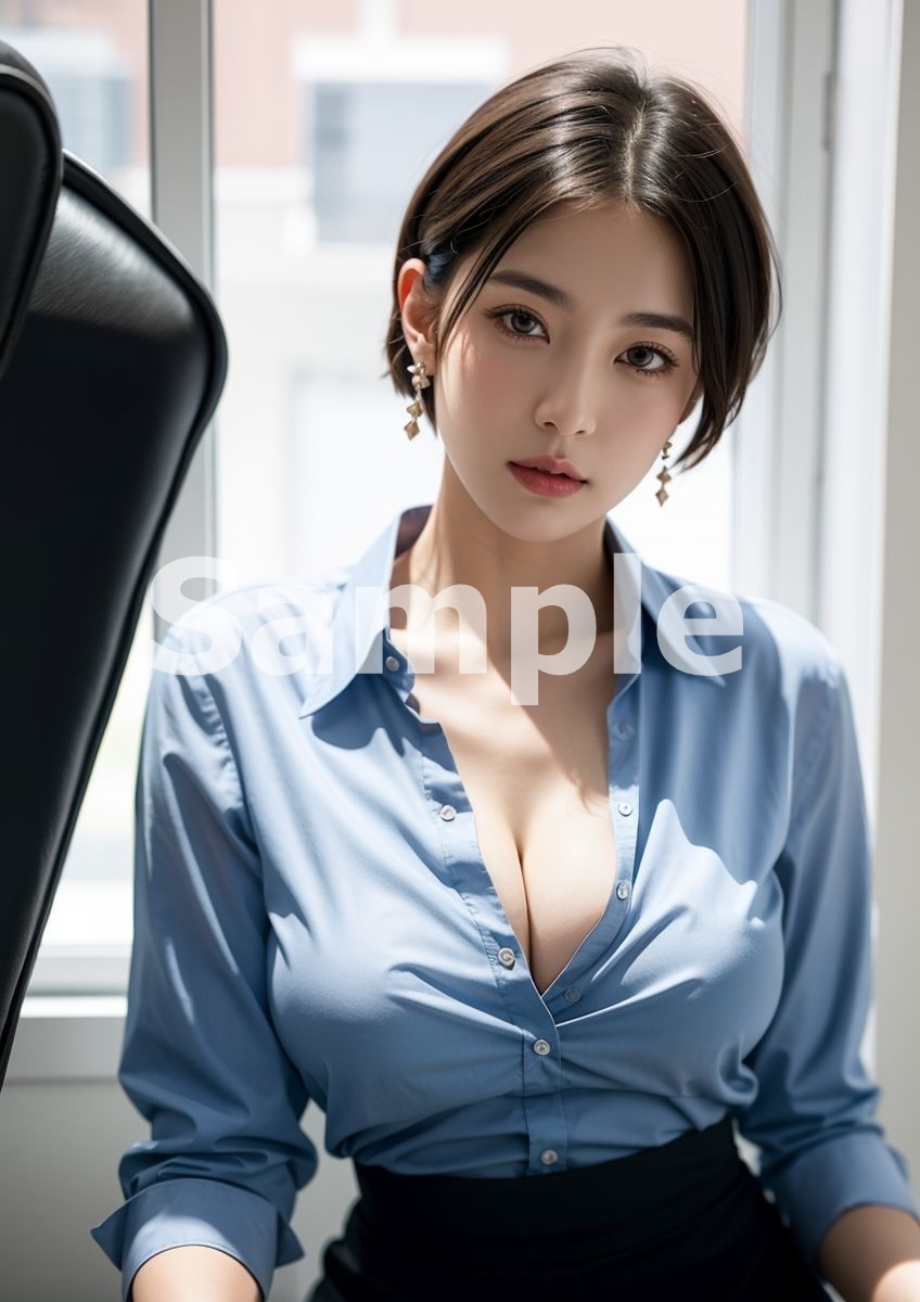 Yahoo!オークション - 高画質 美女 AI ポスター OL A4 美少女 美乳 巨...