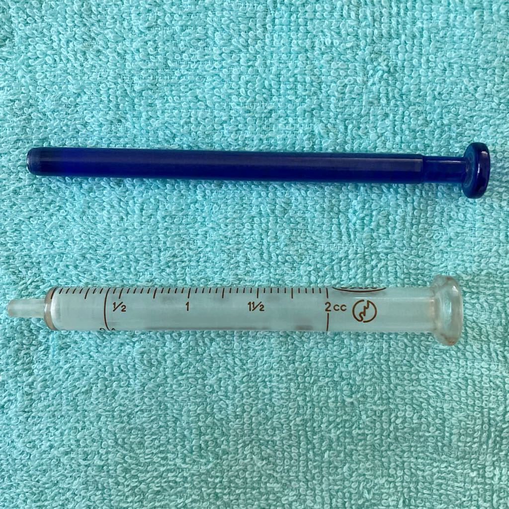 Yahoo!オークション - ガラス製注射器 2cc 中古品 ブルーシリンジ 昭和...