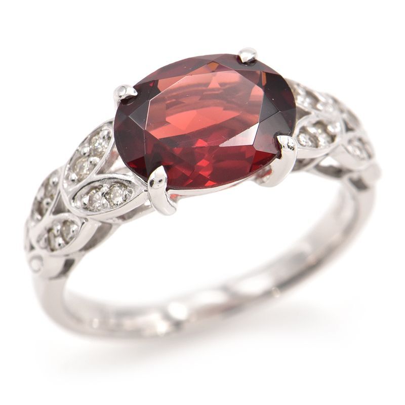 Yahoo!オークション - 2.55ct天然ガーネットリング 12.5号 K18WG 合計0...