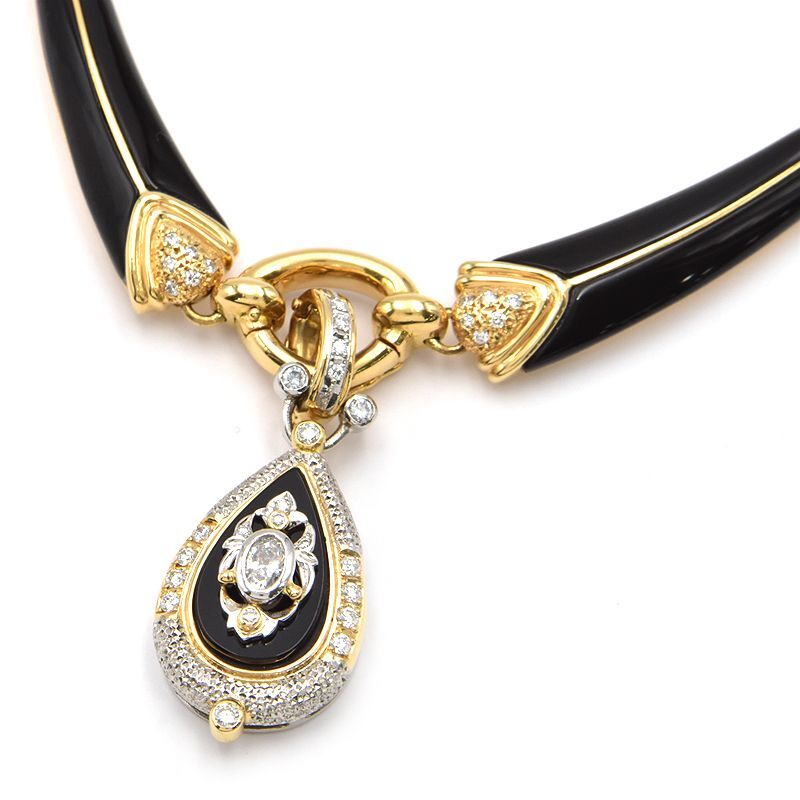 Yahoo!オークション - 石川暢子 合計3.91ct天然オニキスネックレス K18...