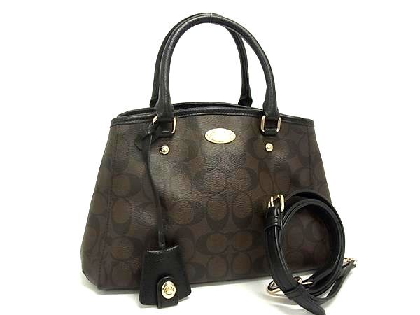 1円 COACH コーチ F34605 シグネチャー PVC 2WAY ハンドバッグ ショルダー クロスボディ ブラウン系×ブラック系 FG3459(ハンドバッグ)｜売買されたオークション情報 ...