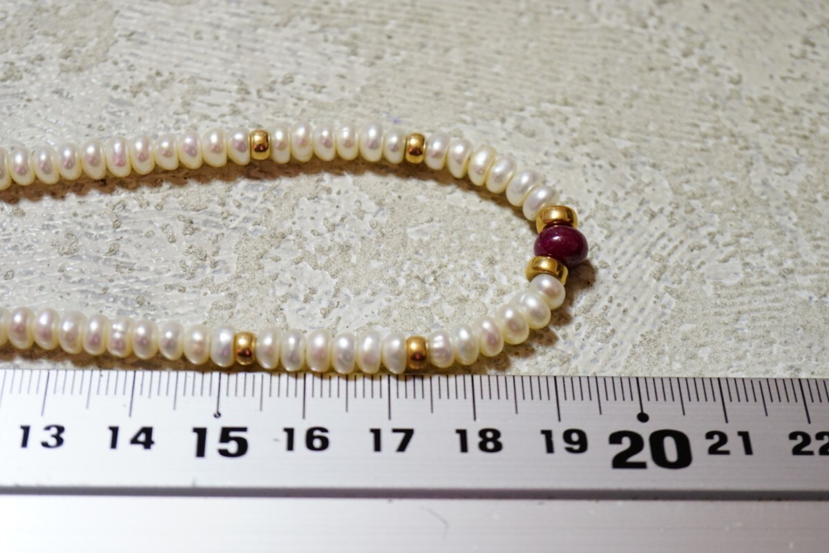 Yahoo!オークション - 1316 本真珠 天然ルビー パール ネックレス ヴィ...