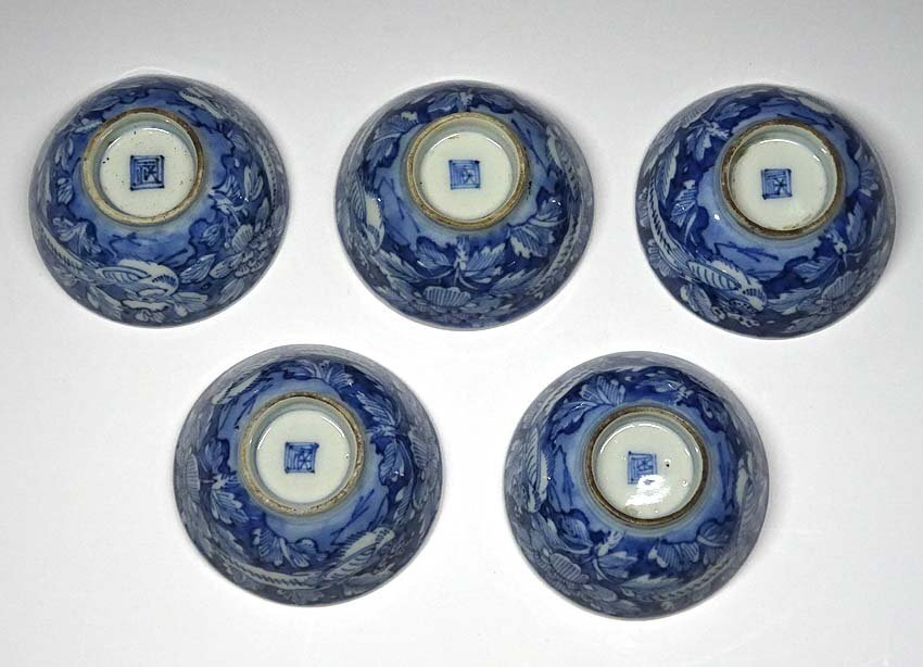 Yahoo!オークション - 緑屋t 中国古玩 新渡 染付 煎茶碗 5点 唐物 時代...