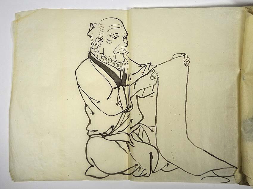 Yahoo!オークション - 緑屋t 時代物 肉筆 まくり 24枚 人物図 花鳥 i2n...