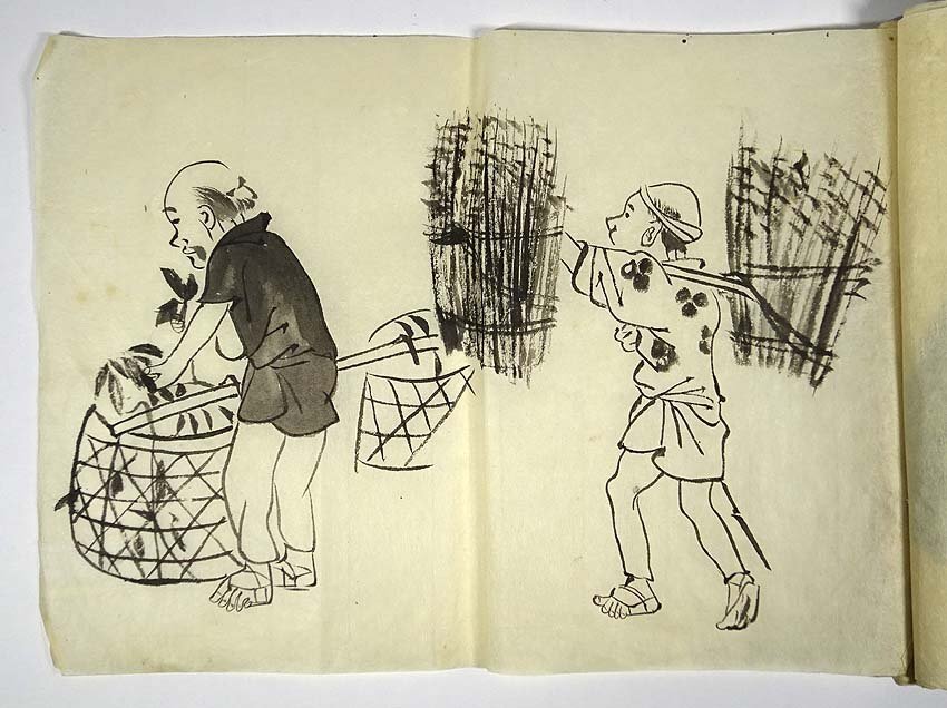 Yahoo!オークション - 緑屋t 時代物 肉筆 まくり 24枚 人物図 花鳥 i2n...