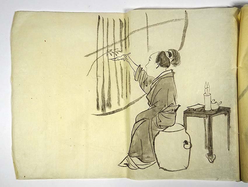 Yahoo!オークション - 緑屋t 時代物 肉筆 まくり 24枚 人物図 花鳥 i2n...