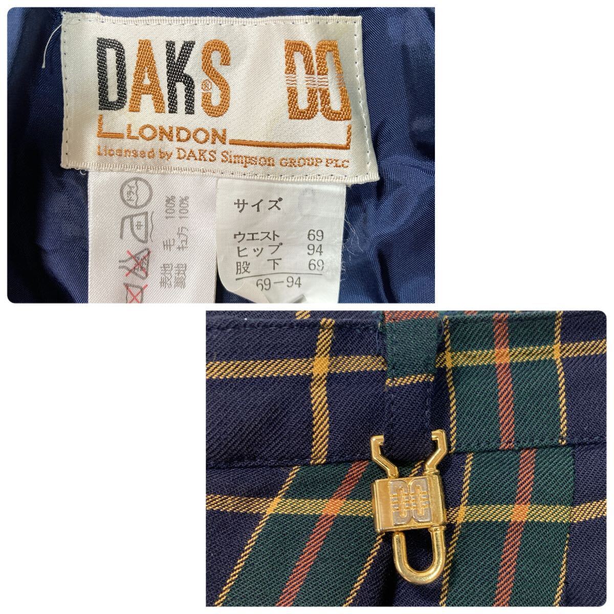 Yahoo!オークション - DAKS ダックス チェック スラックス パンツ ウー...