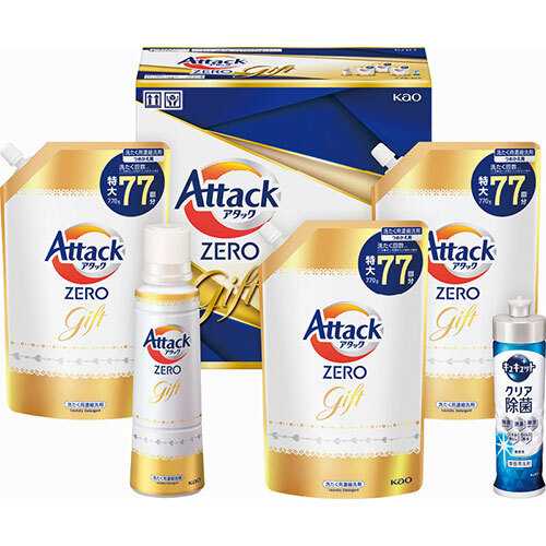 花王 アタックZEROギフト アタックZERO詰替用 770g ×3 アタックZERO 580g キュキュットクリア除菌 240ml ×各1 B1120559 /l(洗濯洗剤)｜売買された ...