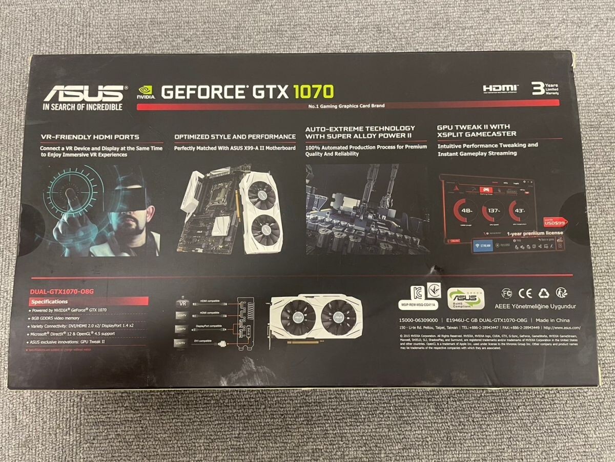 L102-CH14-596 ASUS エイスース グラフィックボード NVIDIA GeForce GTX 1070搭載 PCI-Express Dual-GTX1070-O8G(PCI ...