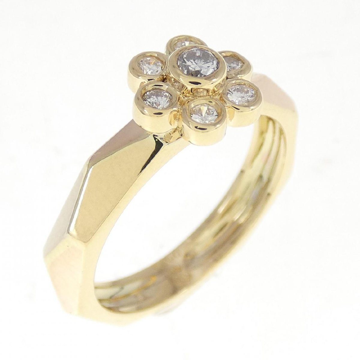 Yahoo!オークション - 750YG フラワー ダイヤモンド リング 0.21CT