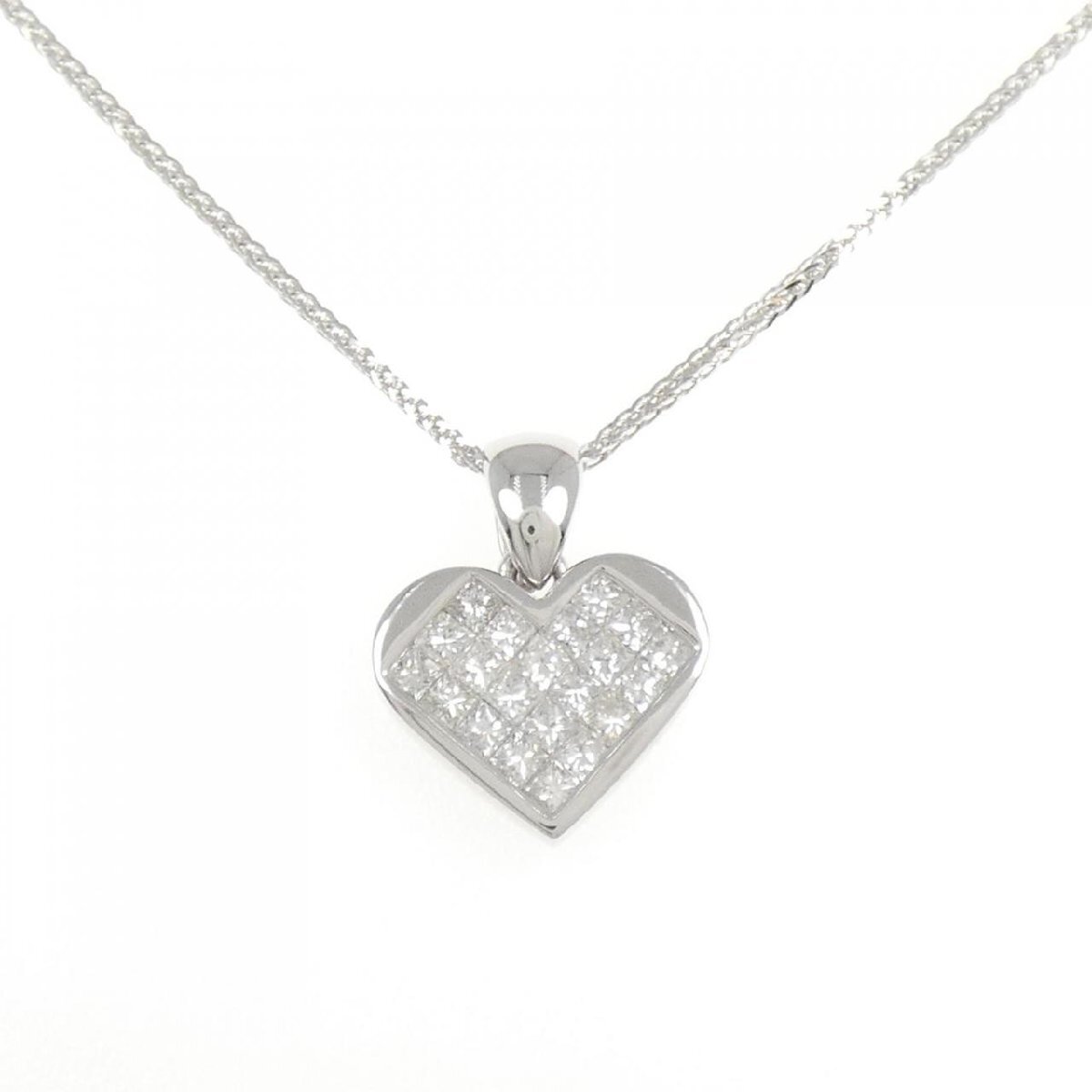 Yahoo!オークション - 750WG ハート ダイヤモンド ネックレス 0.91CT