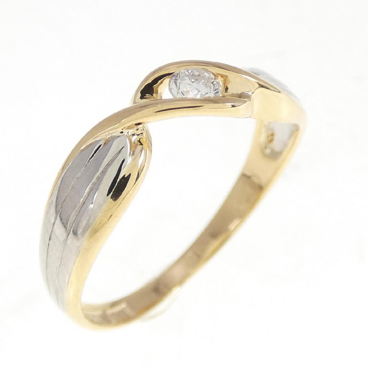 Yahoo!オークション - K18YG/PT ダイヤモンド リング 0.10CT