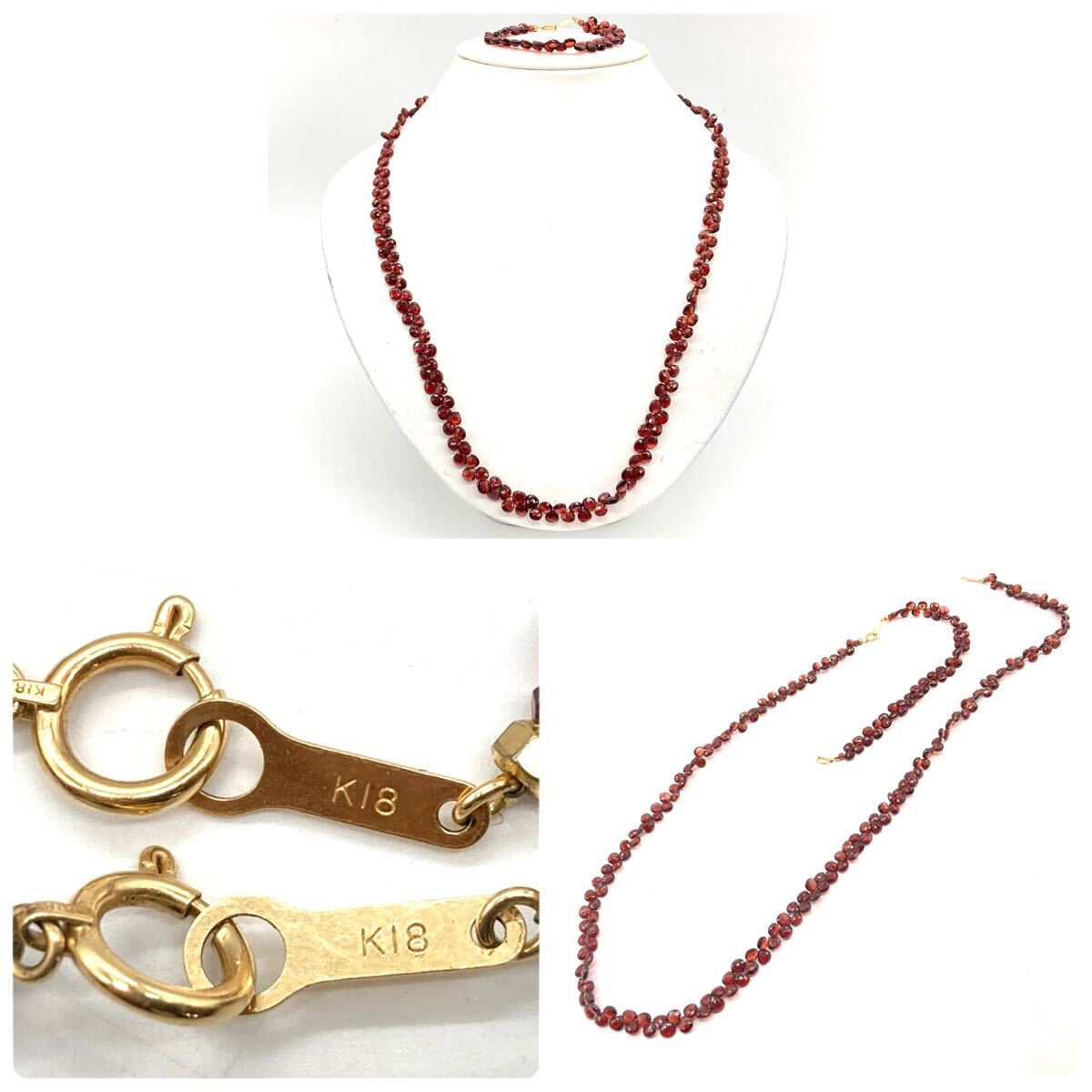 Yahoo!オークション - 1円〜スタート K18/2WAY入り [ガーネットアクセ...