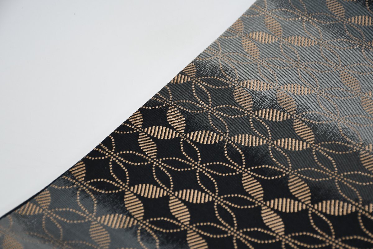 Yahoo!オークション - 袋帯 六通柄 七宝 縞模様 黒 化繊 帯丈446cm 着...