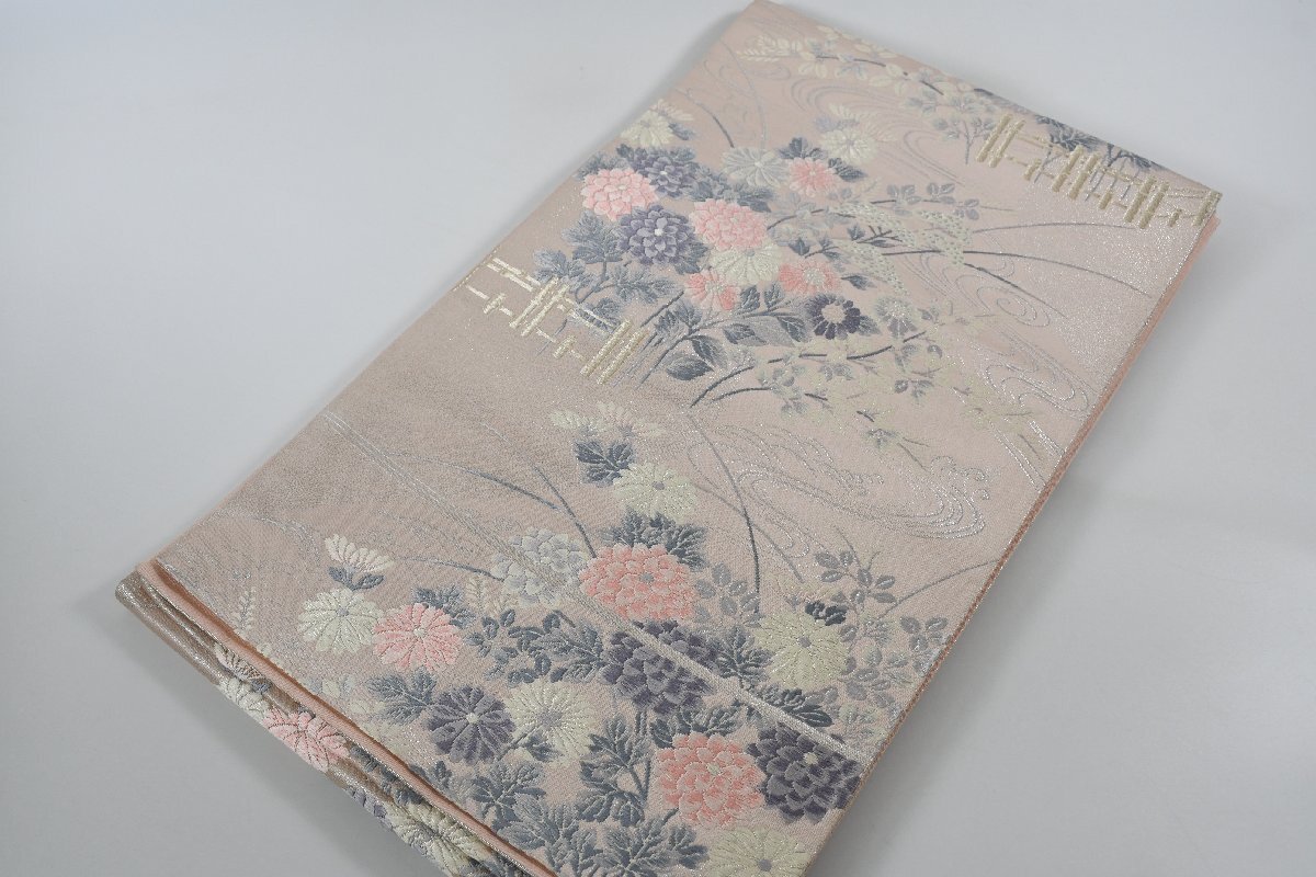 Yahoo!オークション - 袋帯 六通柄 秋草 花 菊 帯丈422cm 着物屋 ne-13...