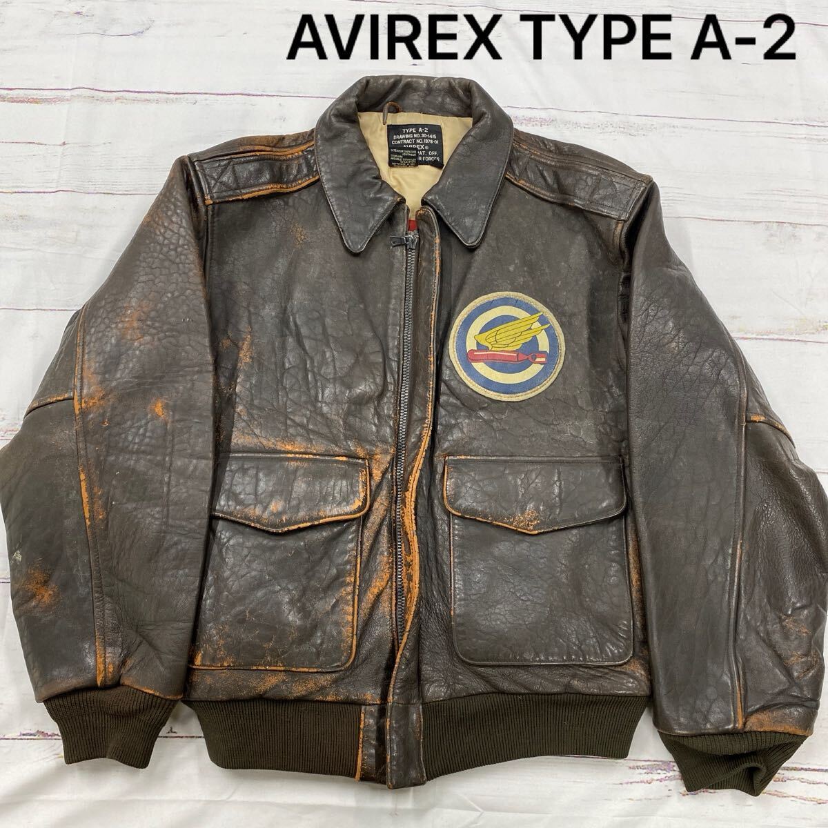 Y19 AVIREX アヴィレックス レザー フライトジャケット TYPE A-2 ブラウン サイズS 古着(Mサイズ)｜売買されたオークション情報、yahooの商品情報をアーカイブ公開 ...