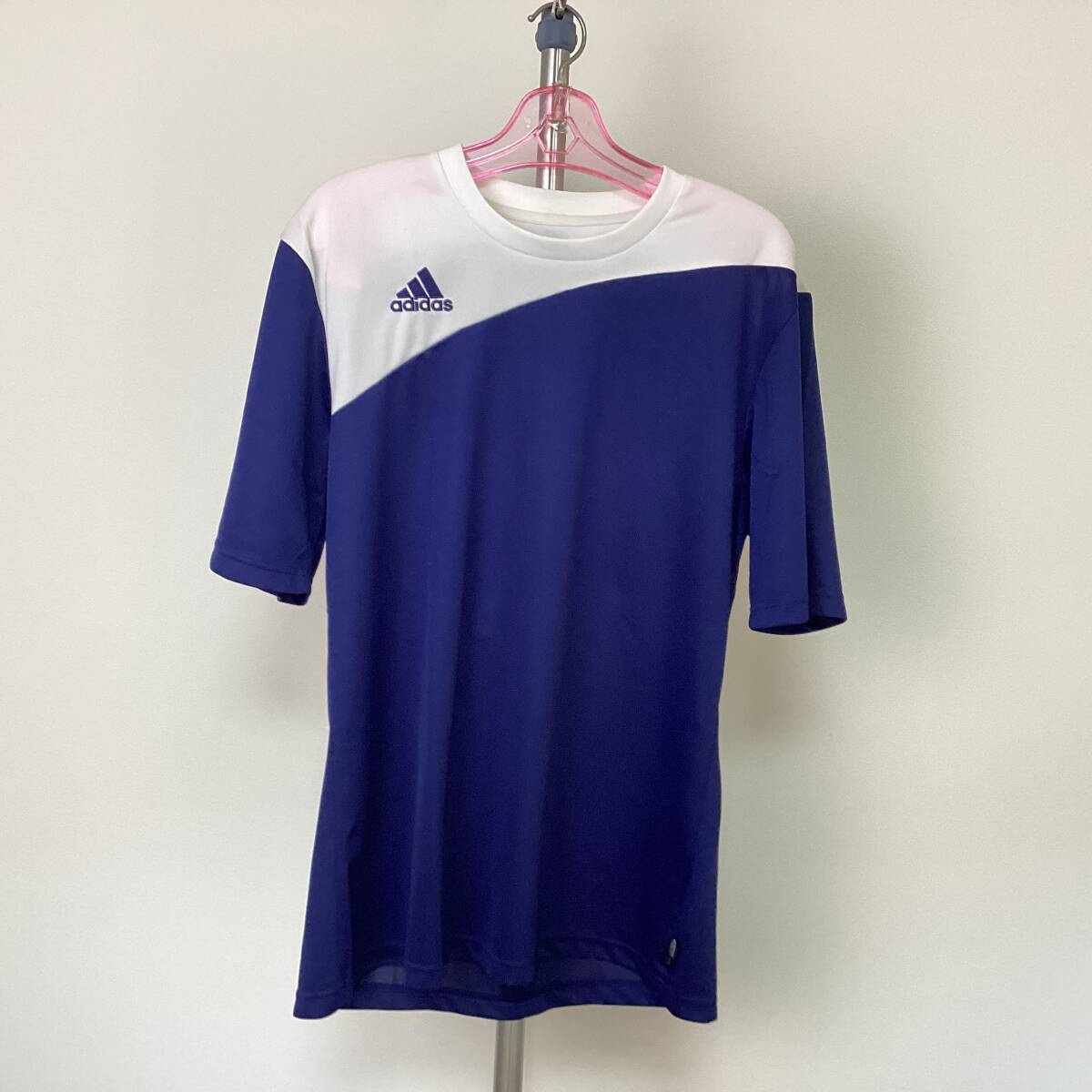 Yahoo!オークション - B548 adidas 紺/白 半袖サッカーシャツCLIMALITE...