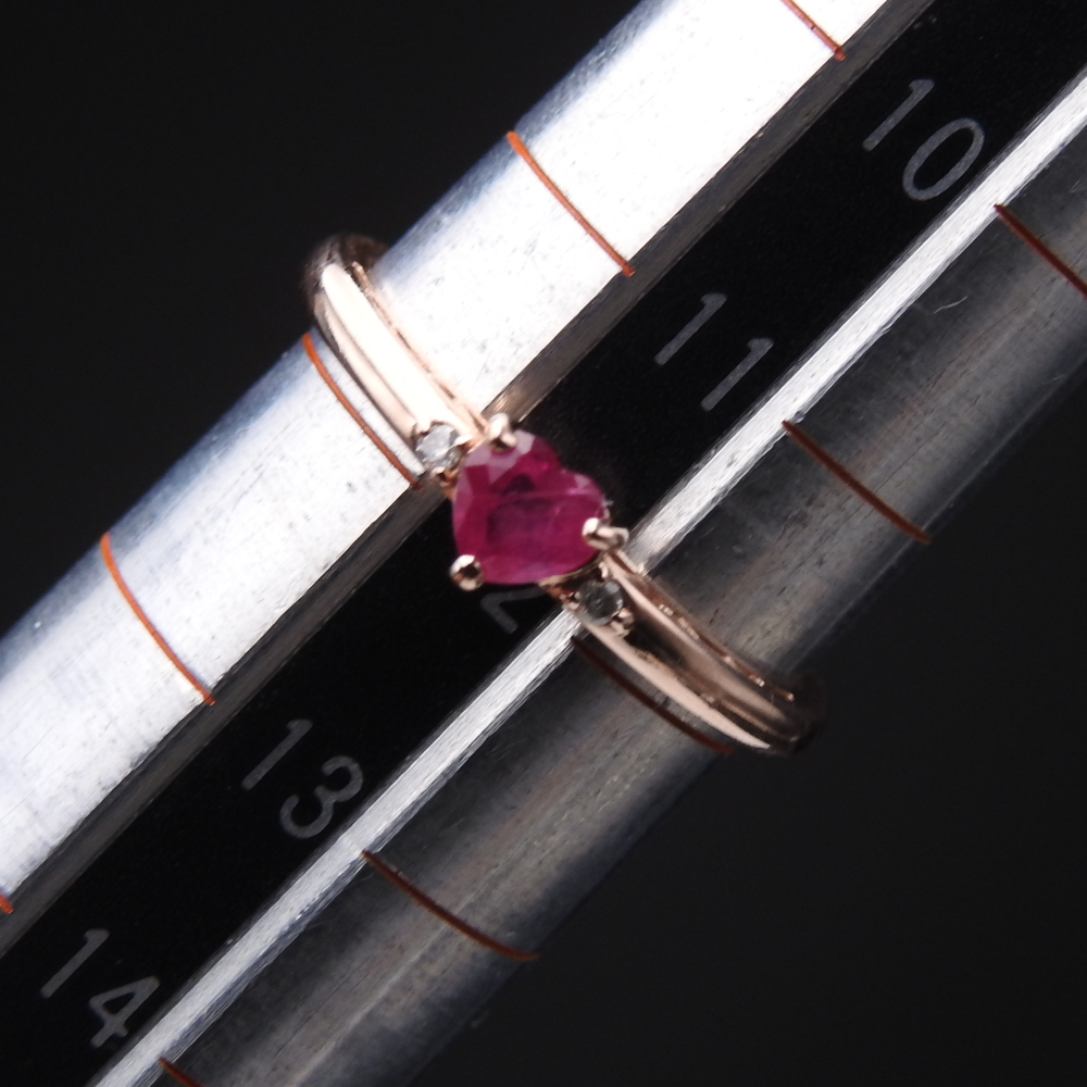 Yahoo!オークション - K10PG ピンクゴールド ルビー0.29 ダイヤモンドD...