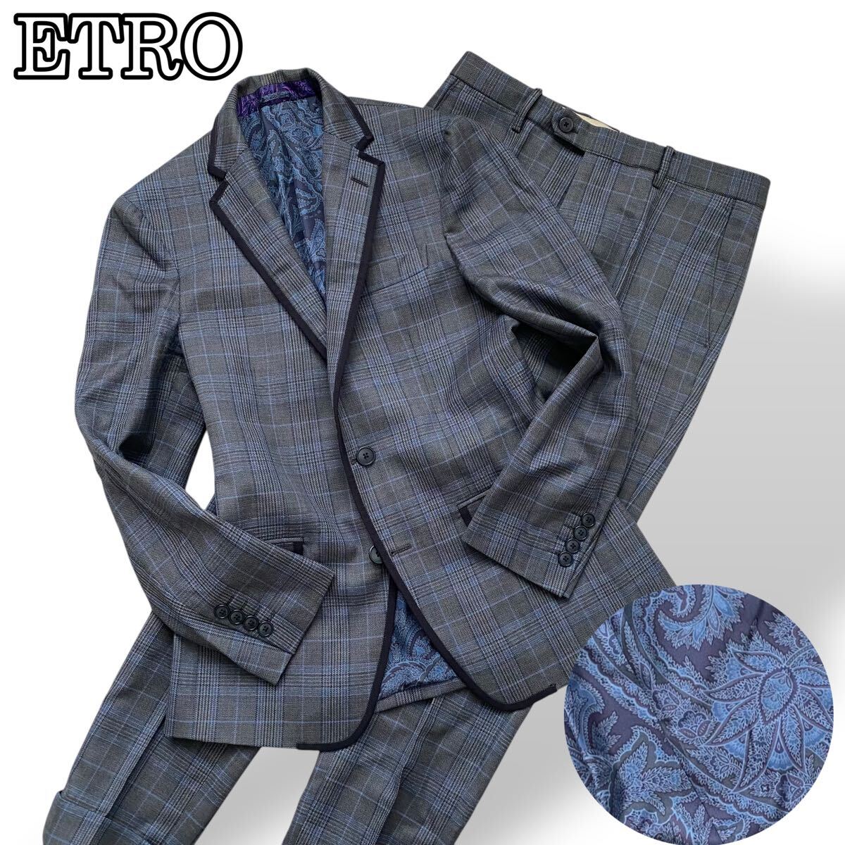 ETRO エトロ スーツ セットアップ ペイズラー柄 ギンガムチェック サイズ46 M相当 メンズ 2釦 シルク100%(Mサイズ)｜売買されたオークション情報、yahooの商品情報を ...