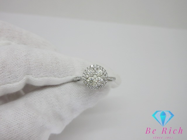 Yahoo!オークション - K18 WG ダイヤモンド 0.75ct 付 デザイン リング...