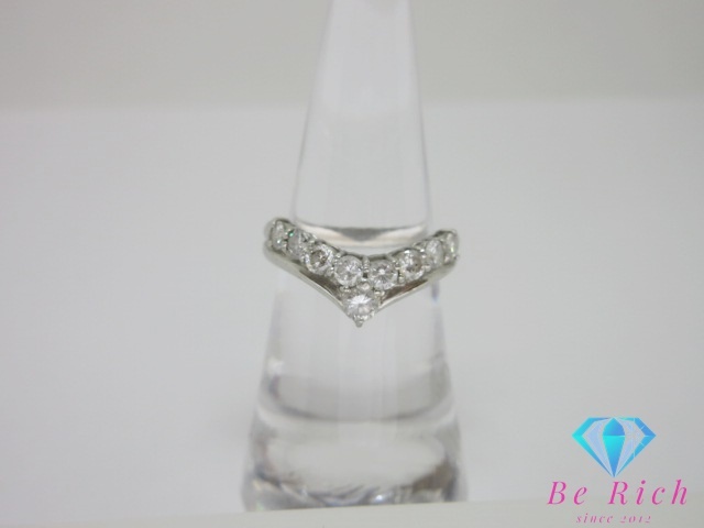 Yahoo!オークション - Pt1000 プラチナ ダイヤモンド 0.84ct 付 V字 デ...