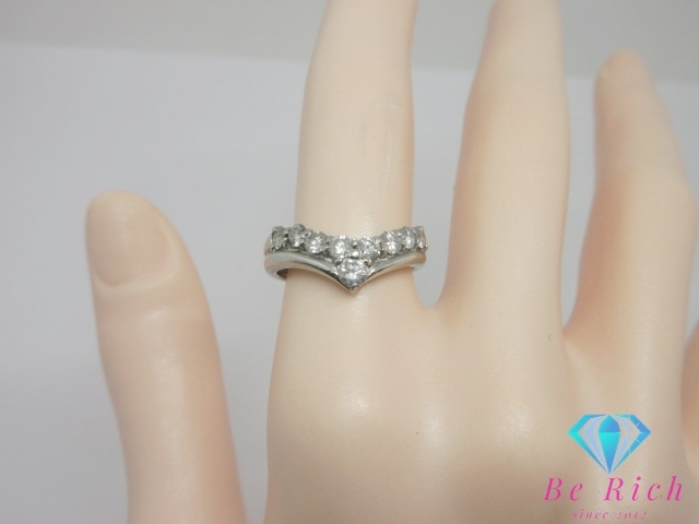 Yahoo!オークション - Pt1000 プラチナ ダイヤモンド 0.84ct 付 V字 デ...