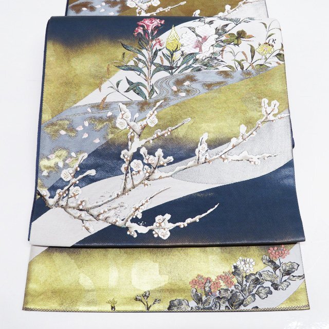 Yahoo!オークション - きもの北條 花模様 流水 雪持ち梅 六通 箔糸 中...