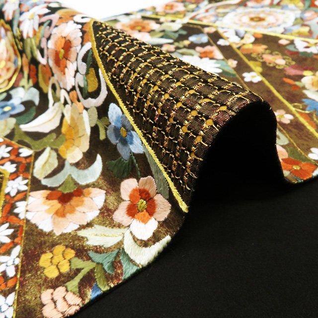 ☆きもの北條☆ 汕頭刺繍 スワトウ 蘇州刺繍 中国刺繍 花模様 箔 ☆きもの北條☆ 汕頭刺繍 スワトウ 蘇州刺繍 中国刺繍 花模様 箔