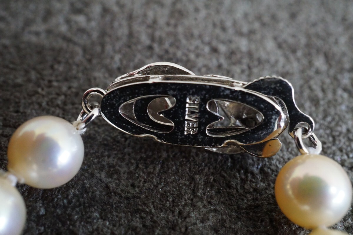 Yahoo!オークション - B394 全てSILVER パール風 ネックレス ヴィンテ...