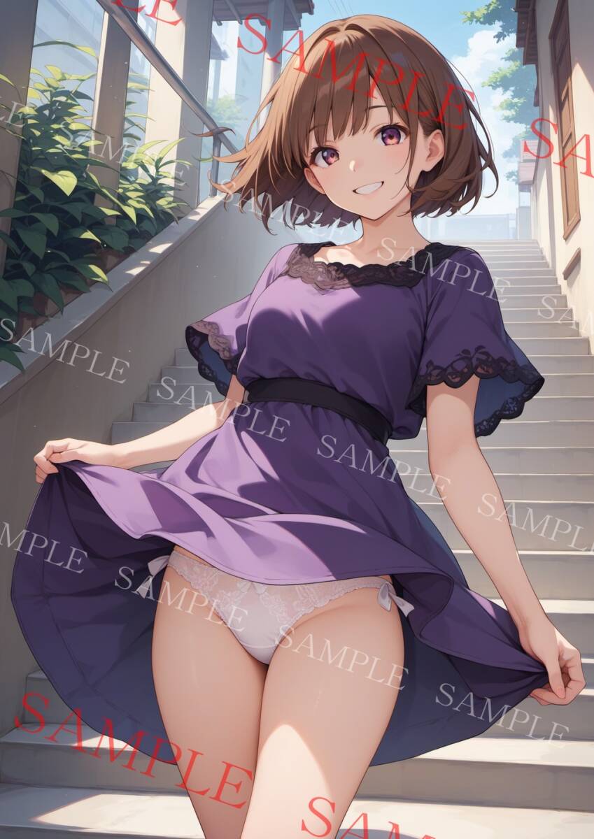 Yahoo!オークション - 風チラ パンチラ 美少女 パンツ パンもろ ワンピ...